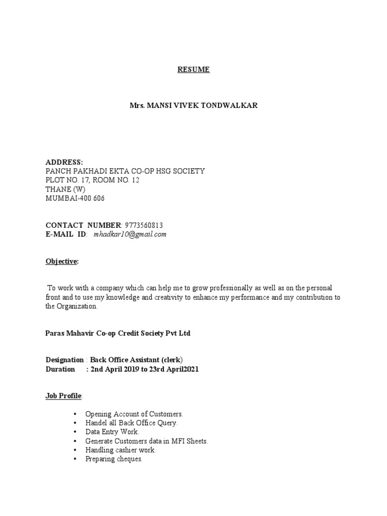 Resume Mansi | PDF