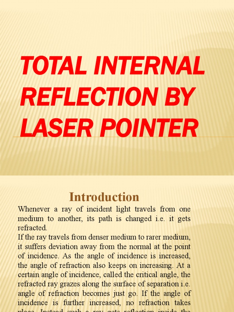 Total Internal Reflection by Laser Pointer | PDF | Refraction | Reflection (Physics)