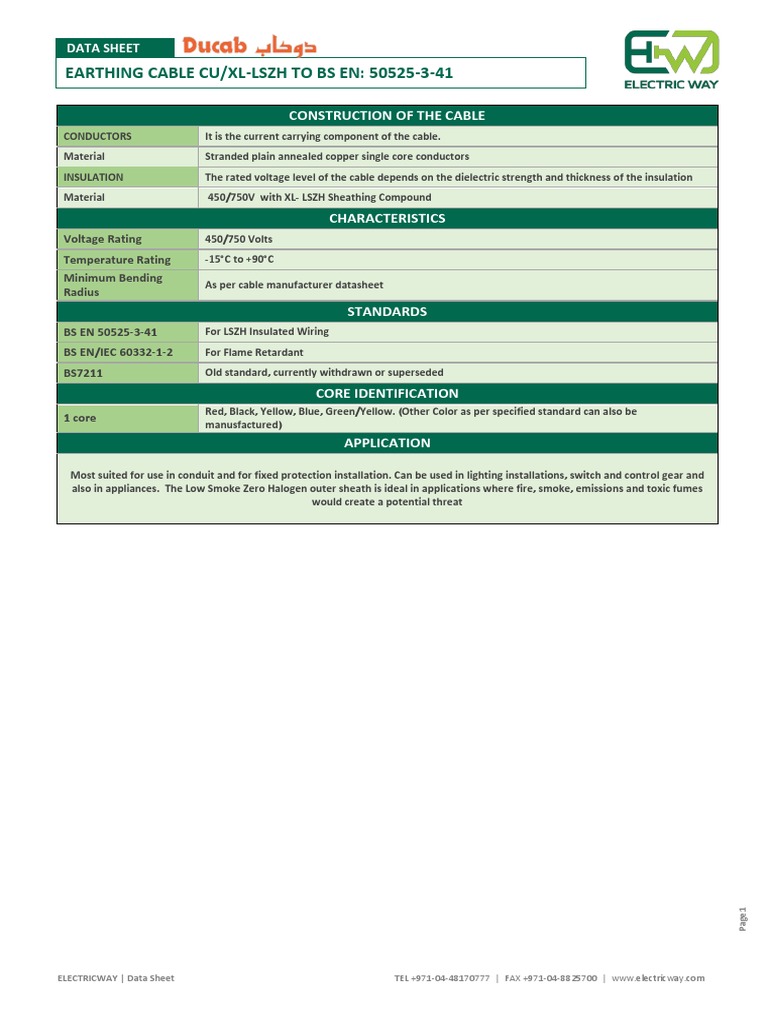 EARTHING CABLE DATA SHEET | PDF | Electrical Conductor | Electrical ...