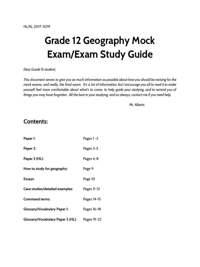 Grade 12 Geography Exam Study Guide | PDF | Test (Assessment) | Essays