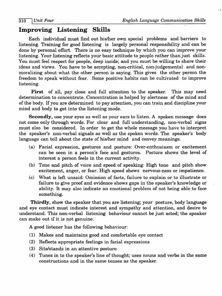 Effective Listening for Students | PDF | Nonverbal Communication ...