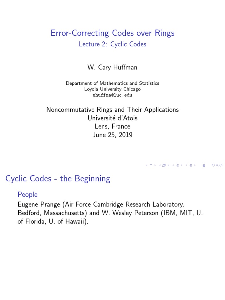 Cyclic Codes in Error Correction | PDF | Ring (Mathematics) | Factorization