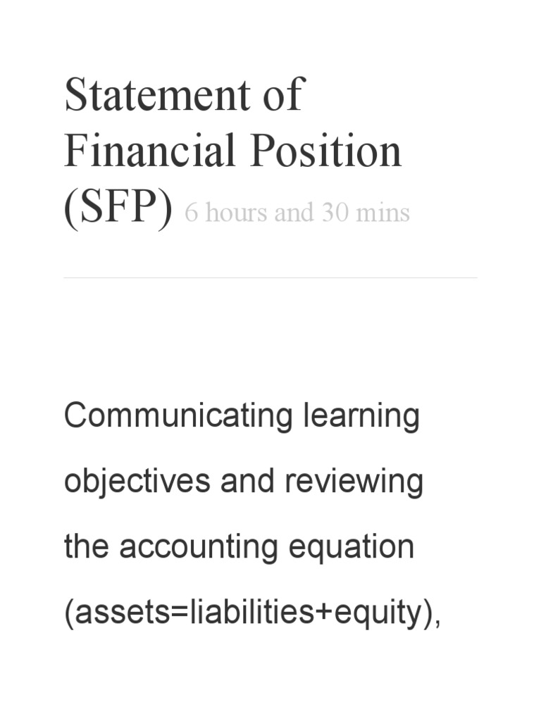 1 Statement of Financial Position | PDF | Debits And Credits | Equity ...