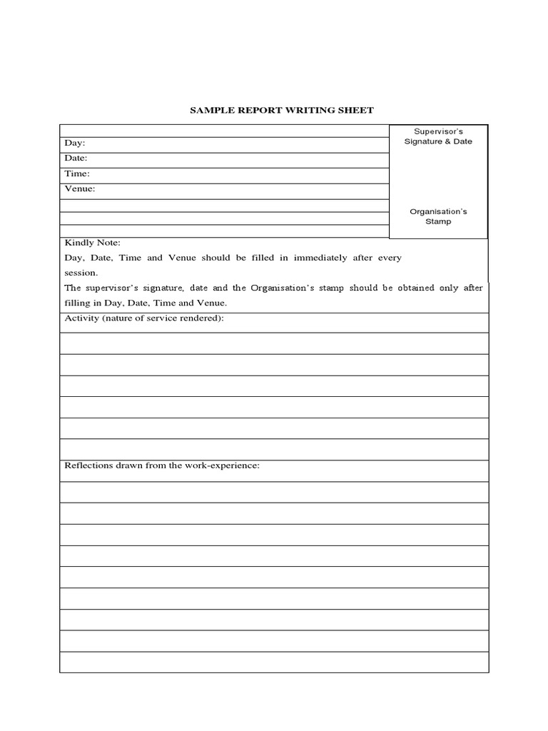 Sample Report Writing Sheet | PDF