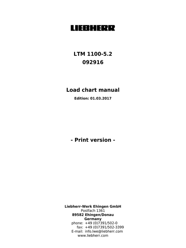 LTM 11005.2 Load Chart Manual | PDF | Crane (Machine) | Rope