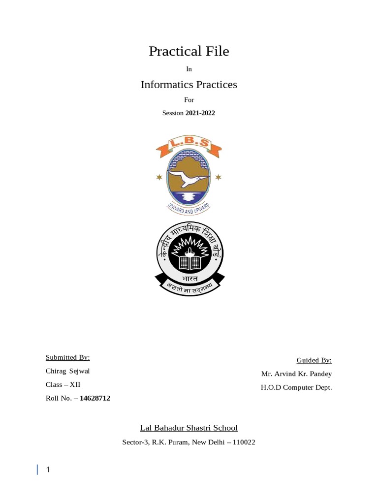 Practical File Term 2 (INFORMATICS PRACTICES) | PDF | Databases | Table (Database)
