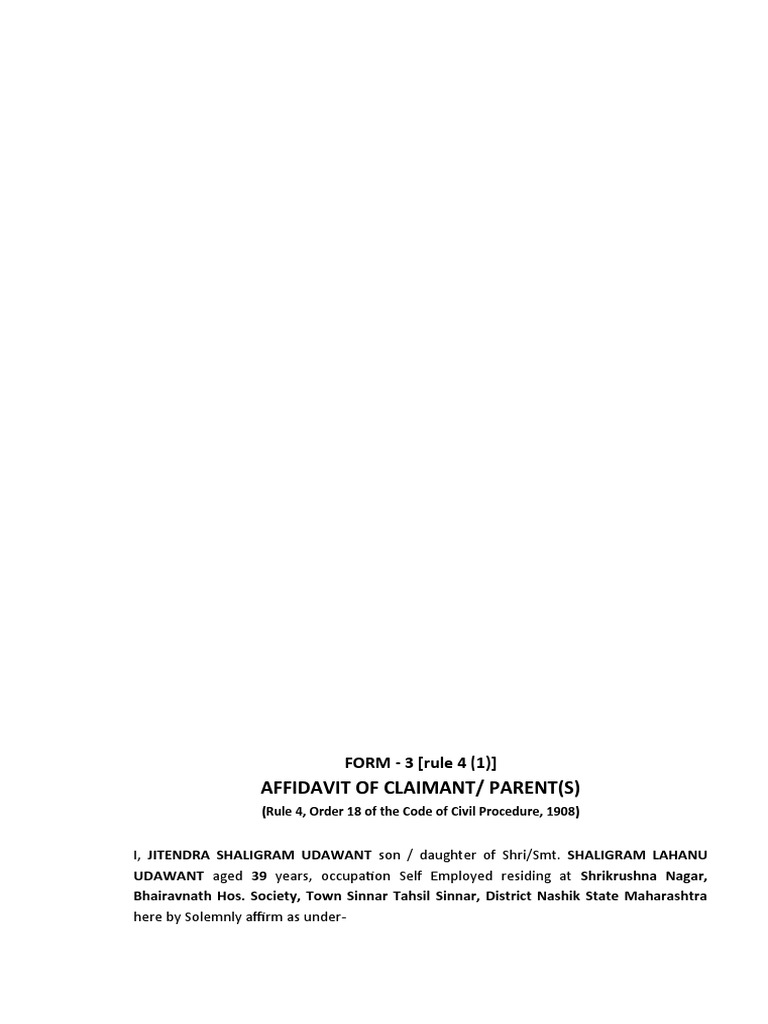 Caste Validity Affidavit Form 3 | PDF | Politics | Social Science