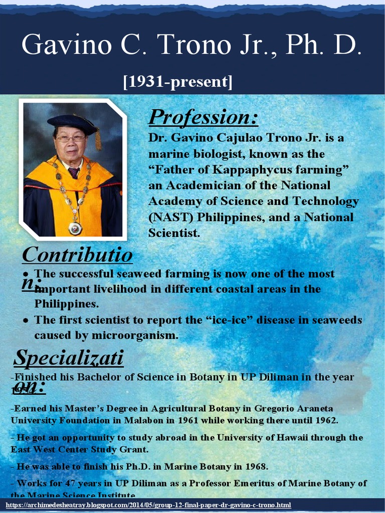 Gavino C. Trono JR., Ph. D.: Profession | PDF