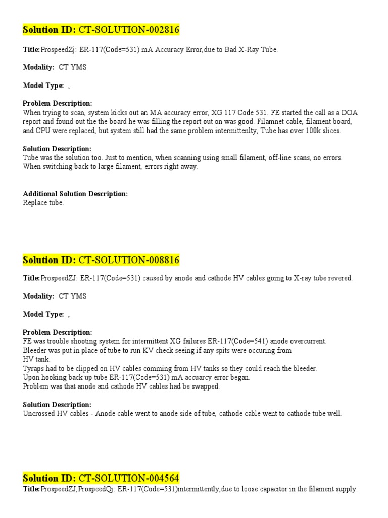 Prospeed Error 117: X-Ray Tube Issues | PDF | Vacuum Tube | Cathode