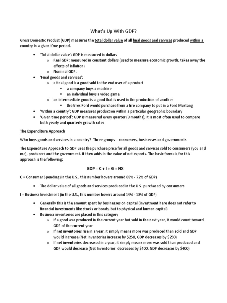 What's Up With GDP?: The Expenditure Approach | PDF | Gross Domestic ...