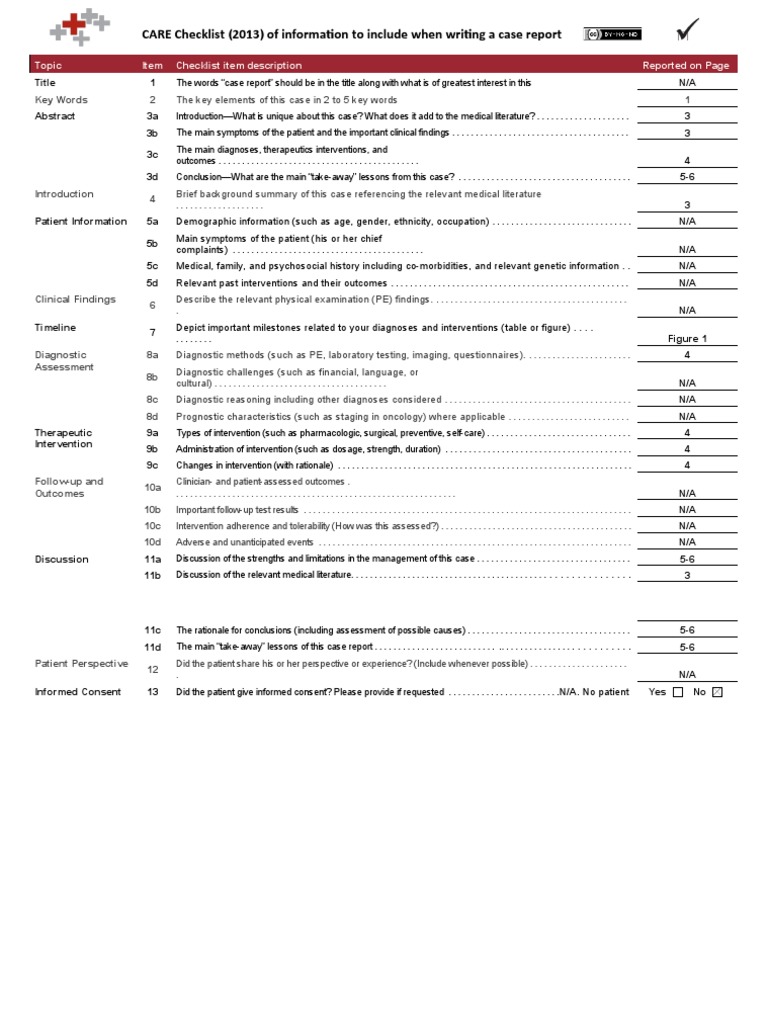 CARE Checklist (2013) of Information To Include When Writing A Case ...