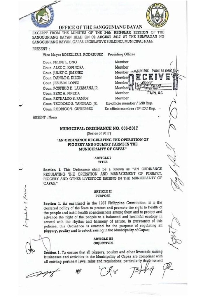 An Ordinance Regulating The Operation of Piggery and Poultry Farms in ...