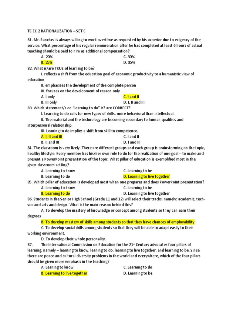 Prof Ed Questions | PDF | Teachers | Learning