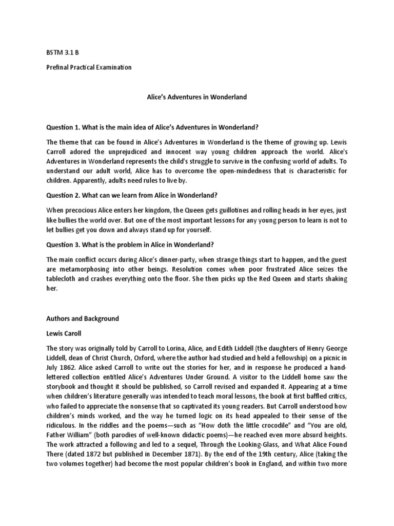 Prefinal Exam: Alice & Huckleberry Finn | PDF | Huckleberry Finn ...