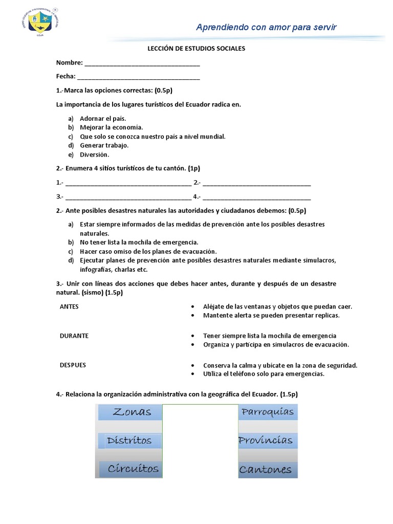 Lección de Estudios Sociales | PDF