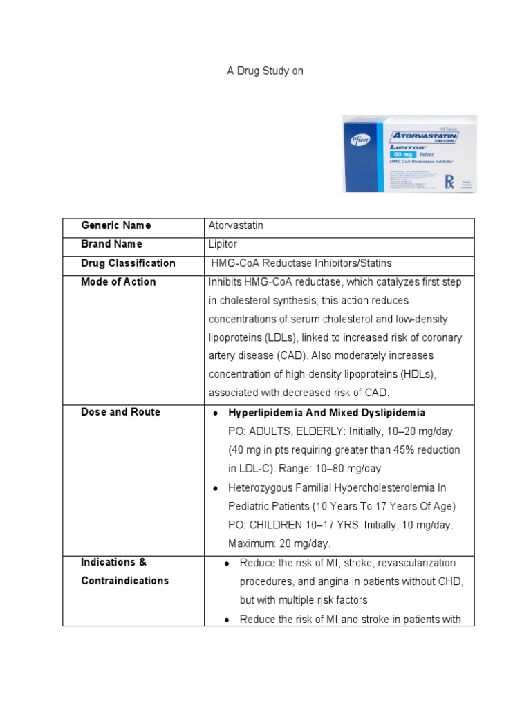 Lipitor A Drug Study On | PDF | Statin | Diseases And Disorders