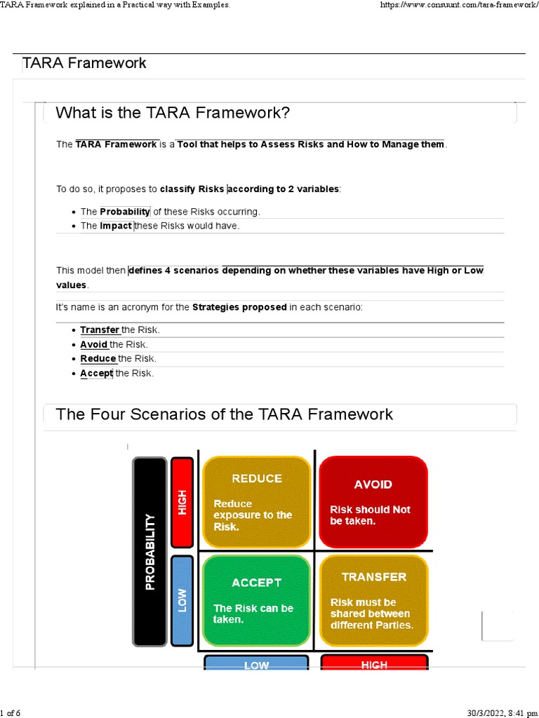 TARA Framework Explained in A Practical Way With Examples. | PDF | Risk ...