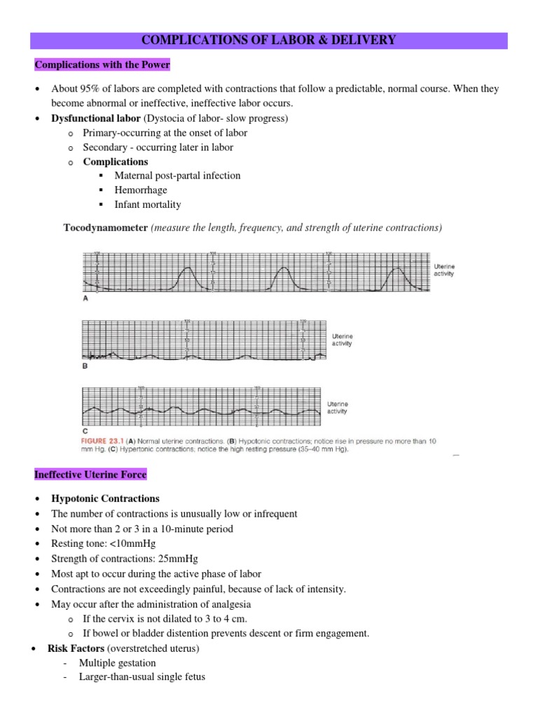 Complications of Labor & Delivery | PDF | Childbirth | Uterus