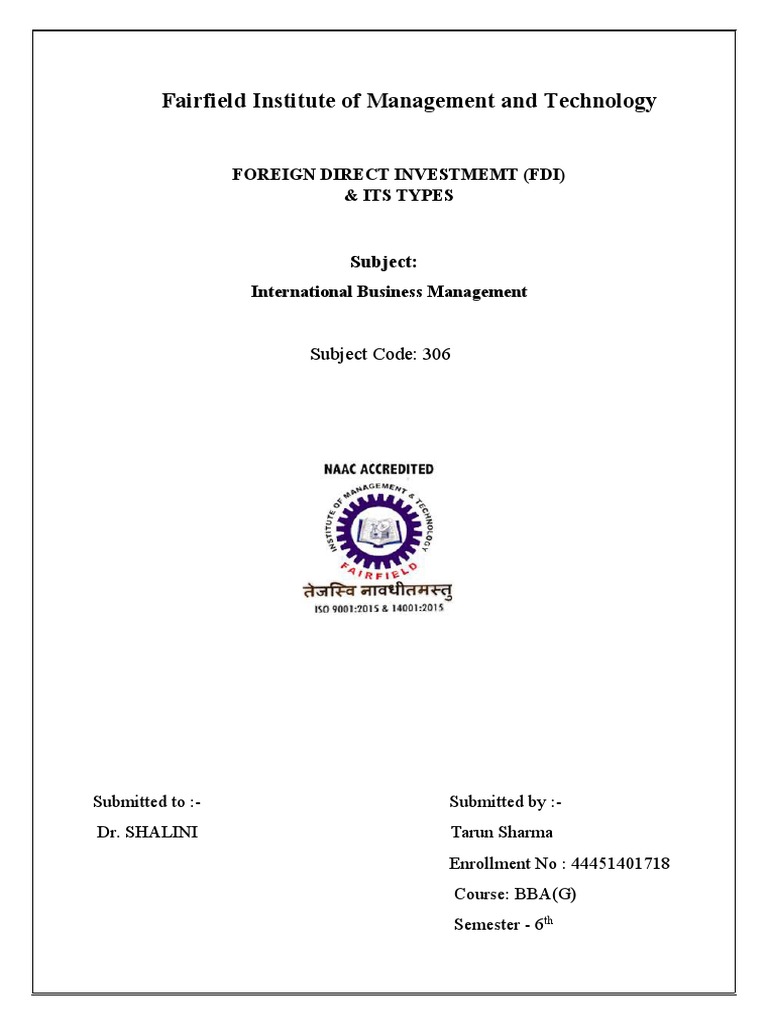 Fairfield Institute of Management and Technology: Subject Code: 306 ...