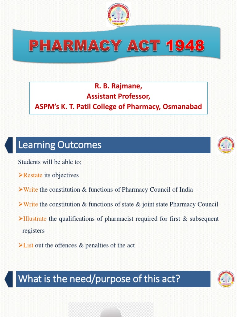 Pharmacy Act 1948 | PDF | Pharmacist | Pharmacy