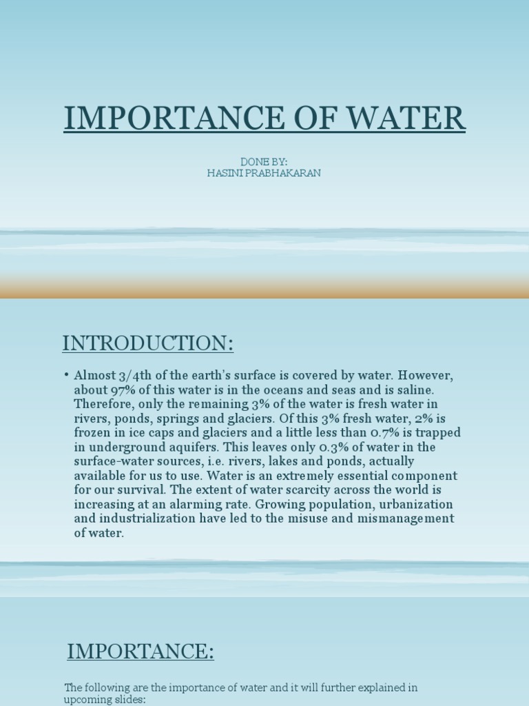Importance of Water | PDF
