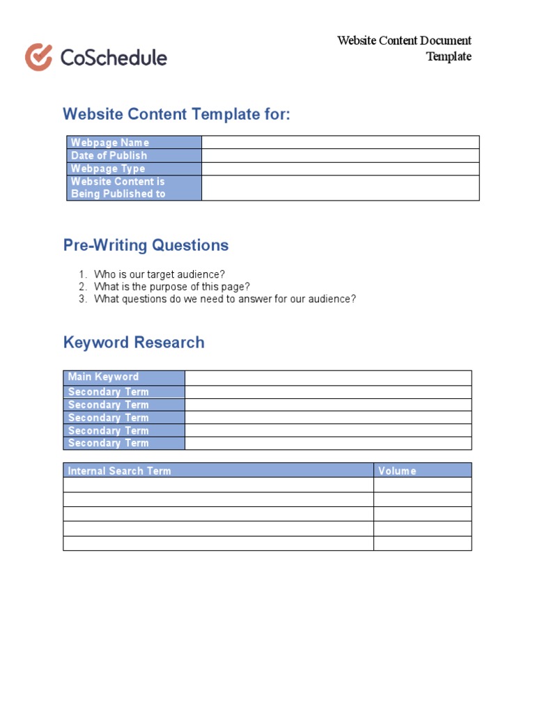 Website Content Document Template | PDF