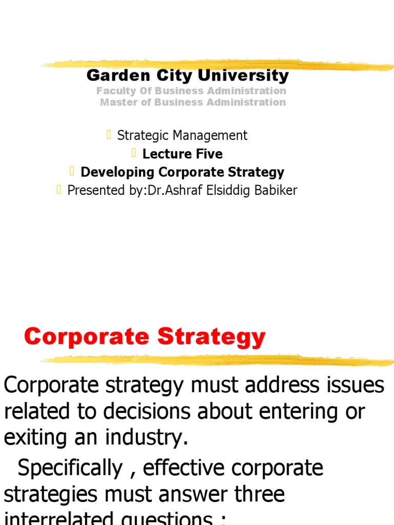 Corporate Strategy and Diversification Insights | PDF | Strategic ...