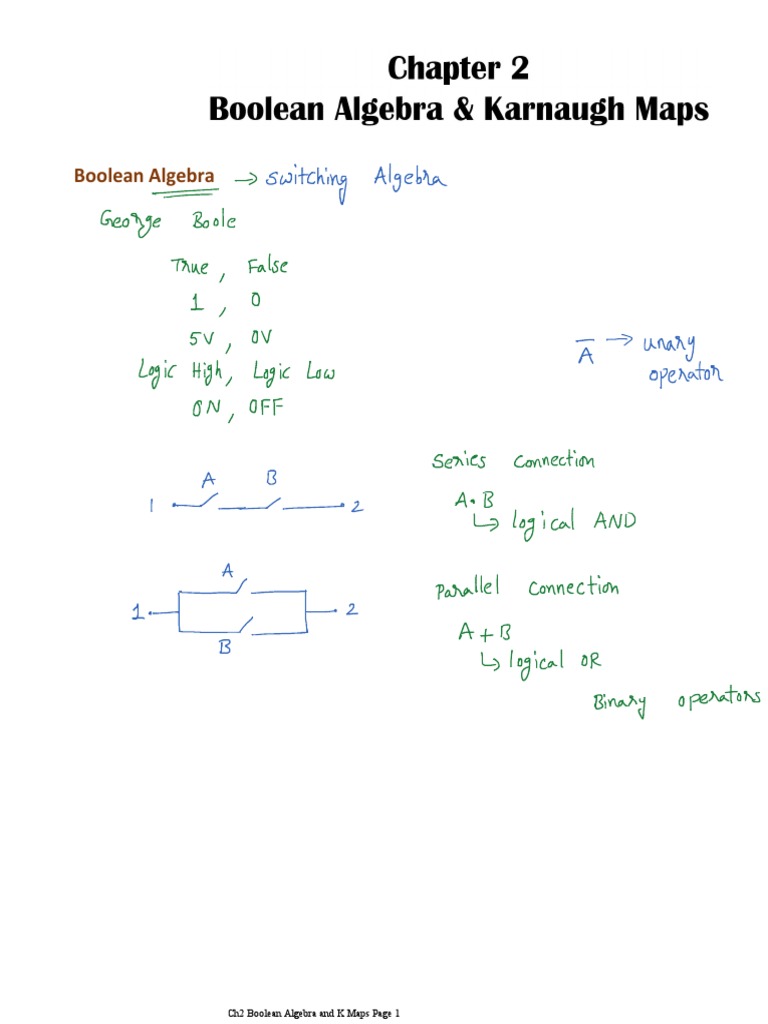 Ch2 Boolean Algebra and K Maps Page 1 | PDF