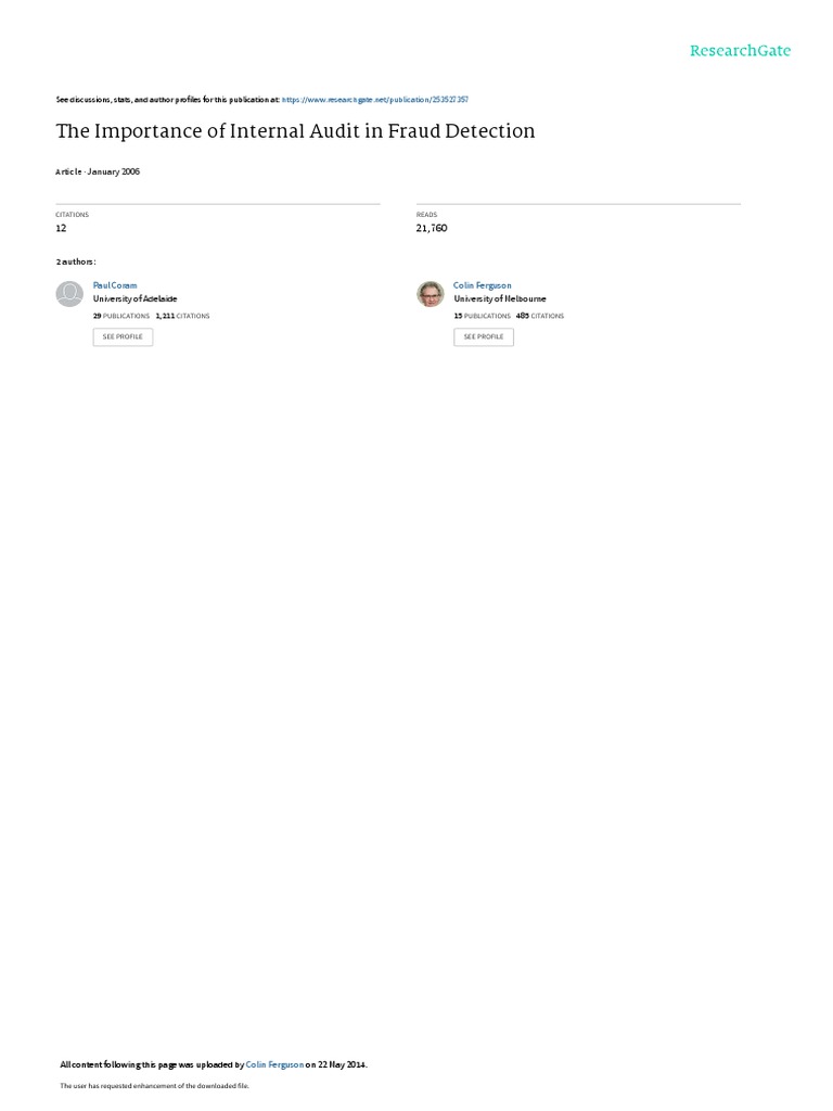The Importance of Internal Audit in Fraud Detectio | PDF | Internal ...