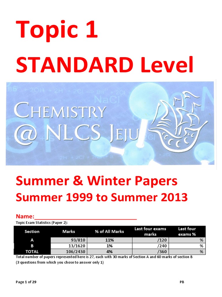 IB SL 1 EQ Paper 2 s99 To s13 Incl W 4students | PDF | Educational ...