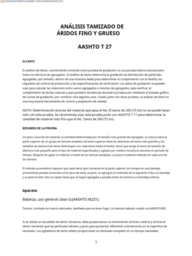 Aashto T 27 | PDF