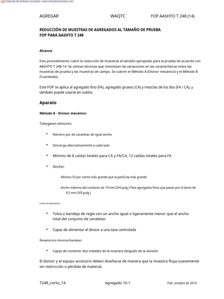 Aashto T 248 | PDF