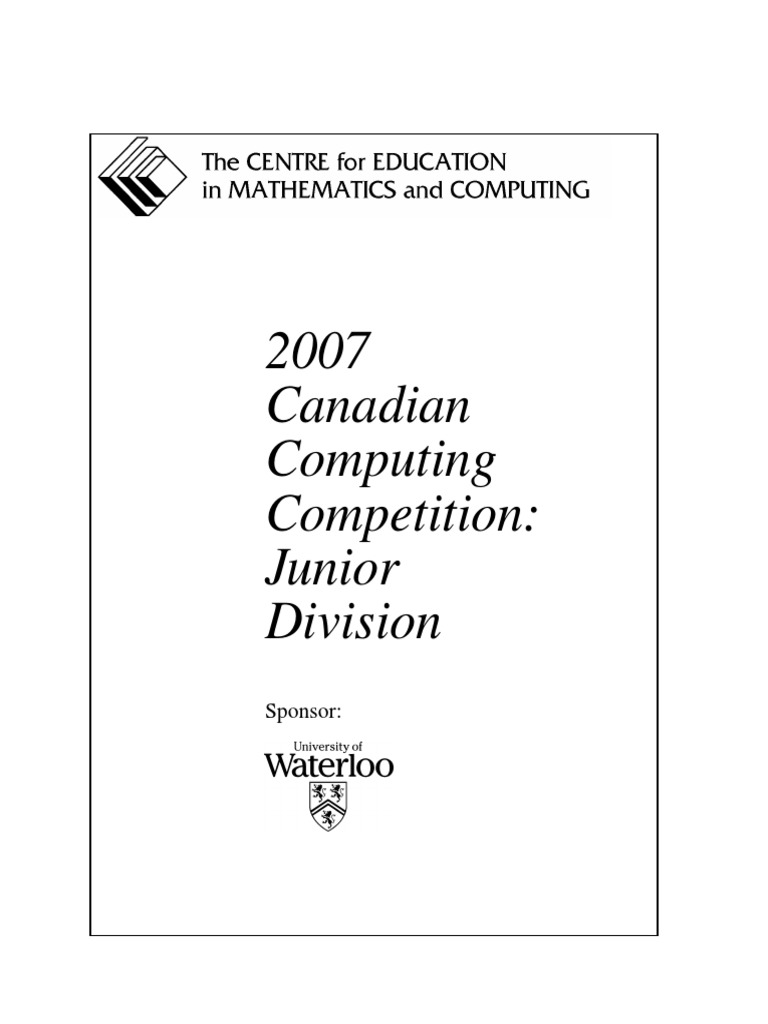 2007 Canadian Computing Competition: Junior Division: Sponsor | PDF ...