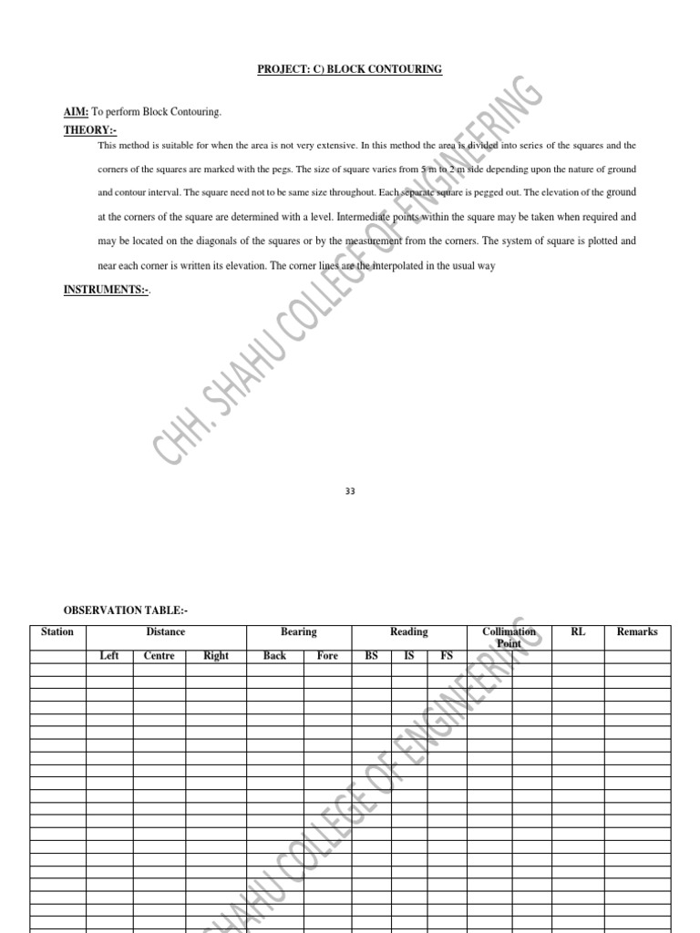 Project: C) Block Contouring | PDF