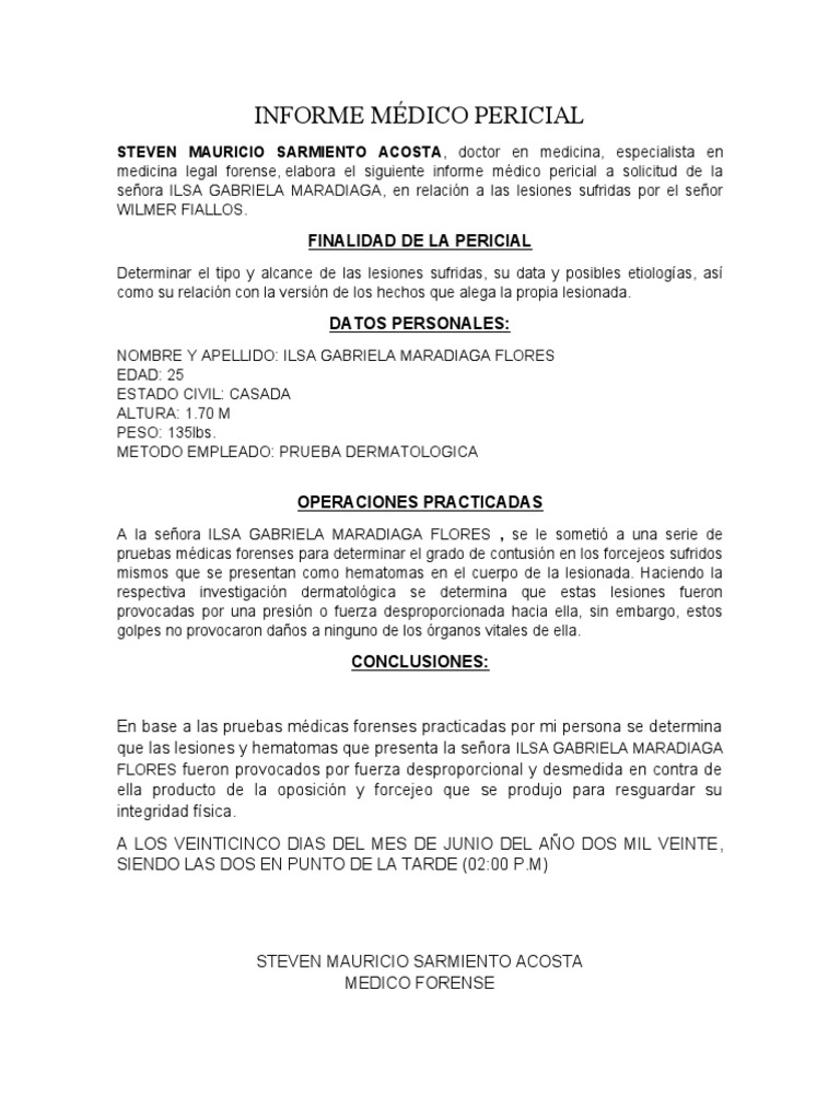 Informe Médico Pericial | PDF
