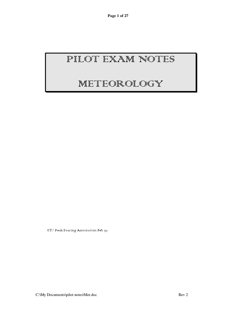 Pilot Exam Notes Meteorology: Page 1 of 27 | PDF | Cloud | Fog