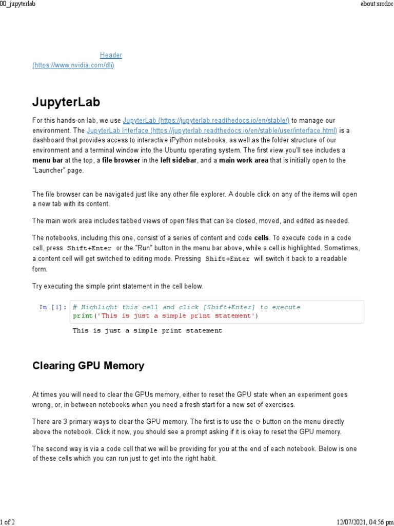 Jupyterlab: Clearing Gpu Memory | PDF | Software | Operating System ...