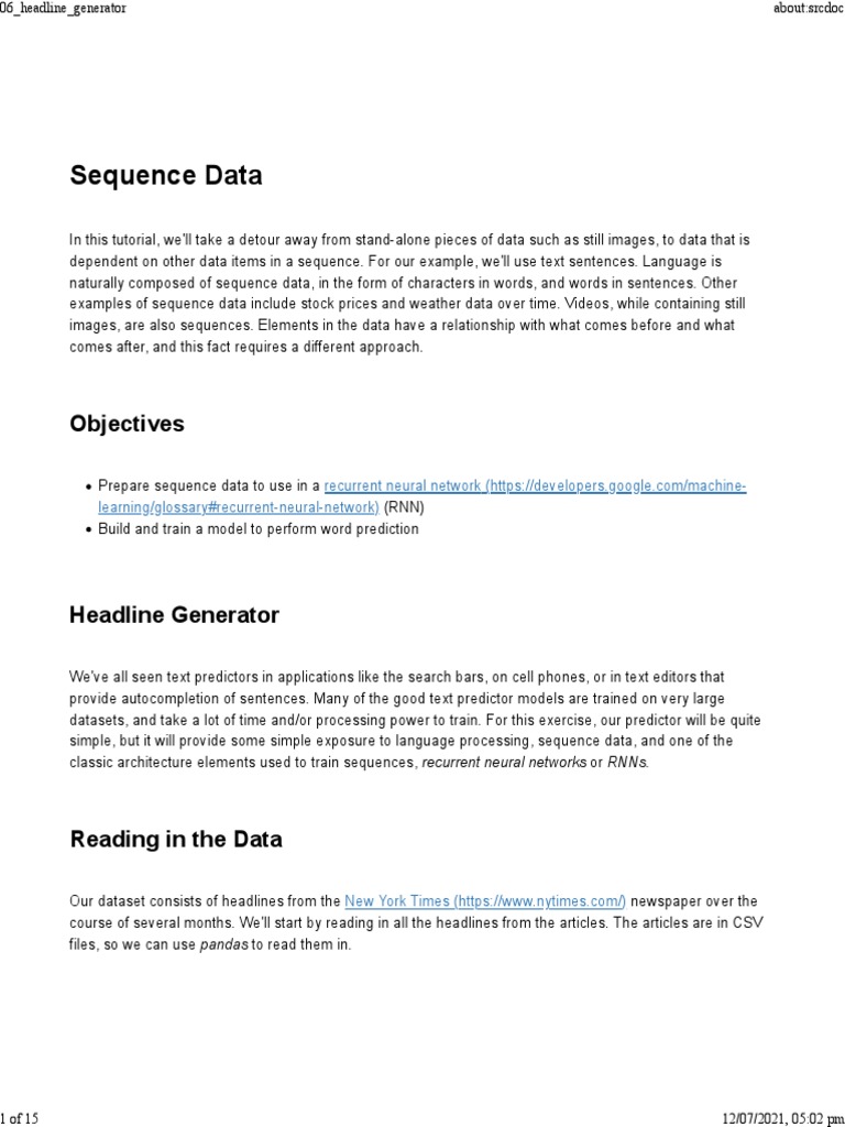 Sequence Data: Objectives | PDF | Cognition | Cognitive Science