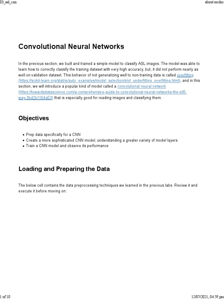 Convolutional Neural Networks: Objectives | PDF | Cybernetics | Computational Neuroscience