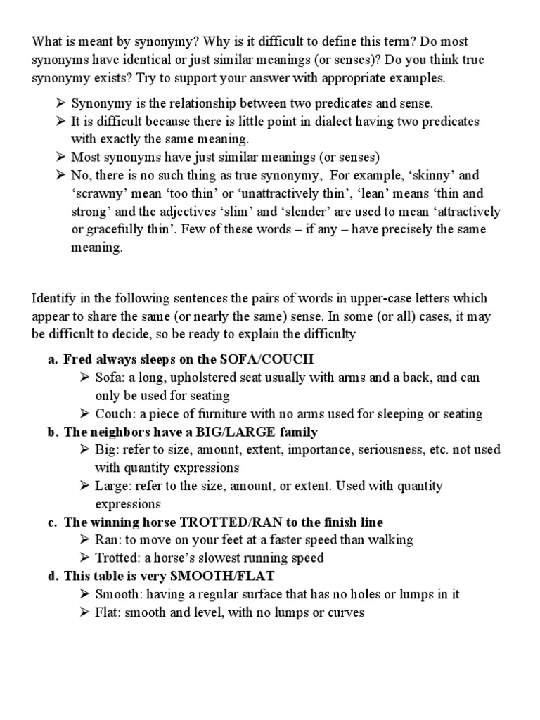What Is Meant by Synonymy | PDF | Couch | Linguistics