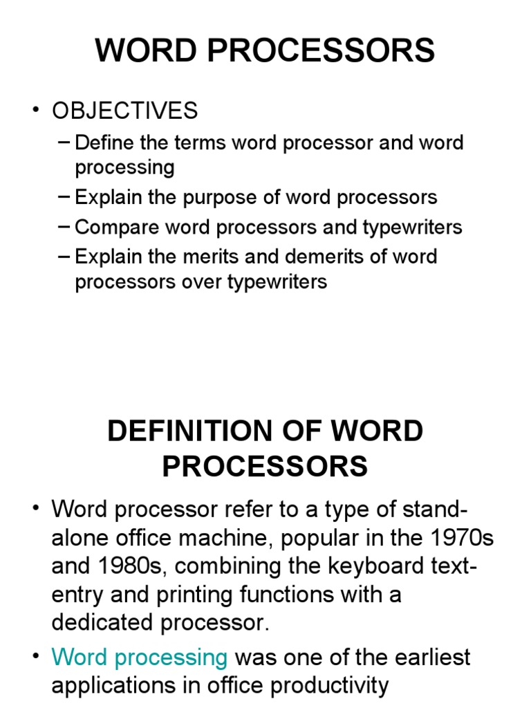 Word Processors: - Objectives | PDF | Word Processor | Menu (Computing)