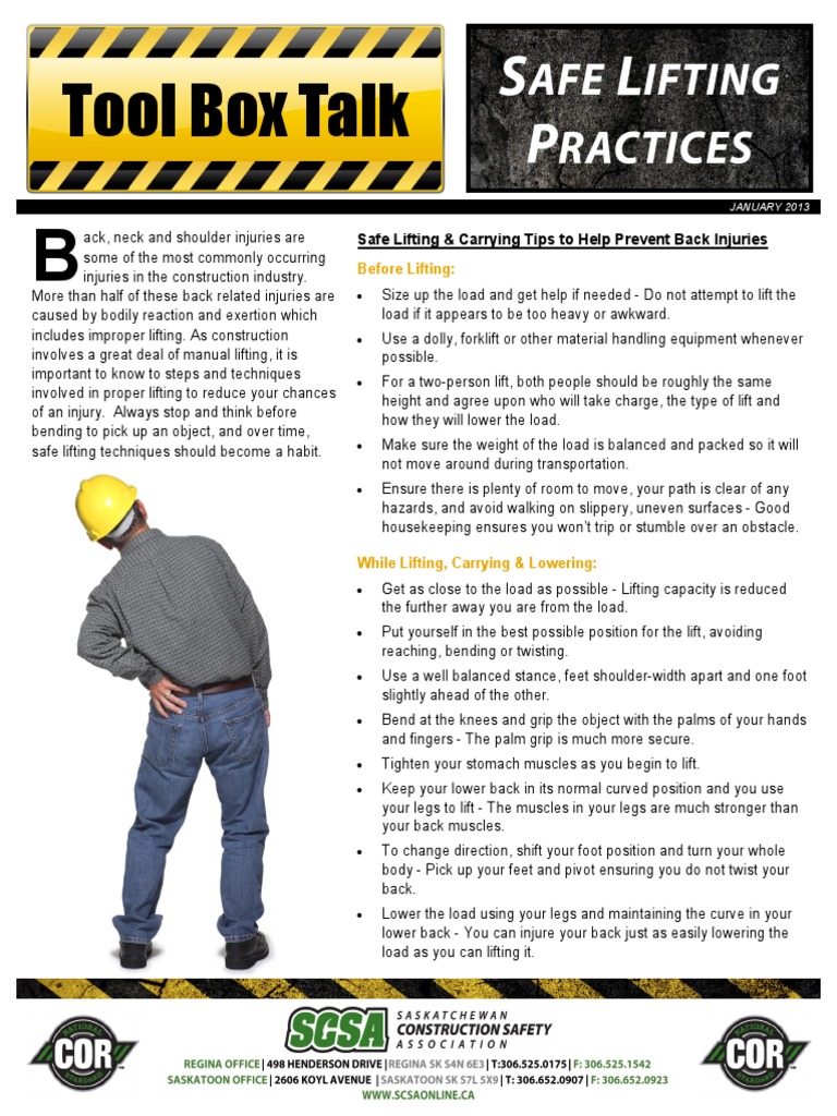 1 Safe Lifting Practices Jan2013 | PDF
