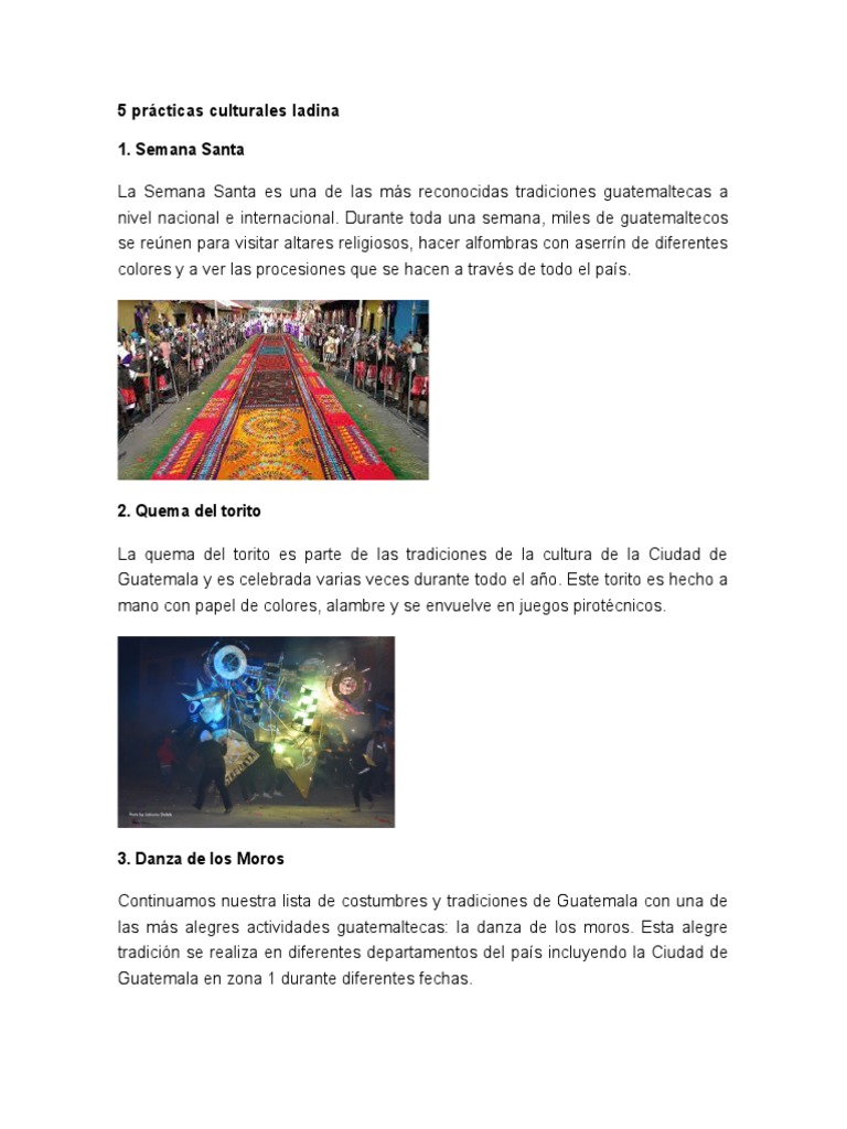 5 Prácticas Culturales Ladina | PDF | Bailes | Guatemala