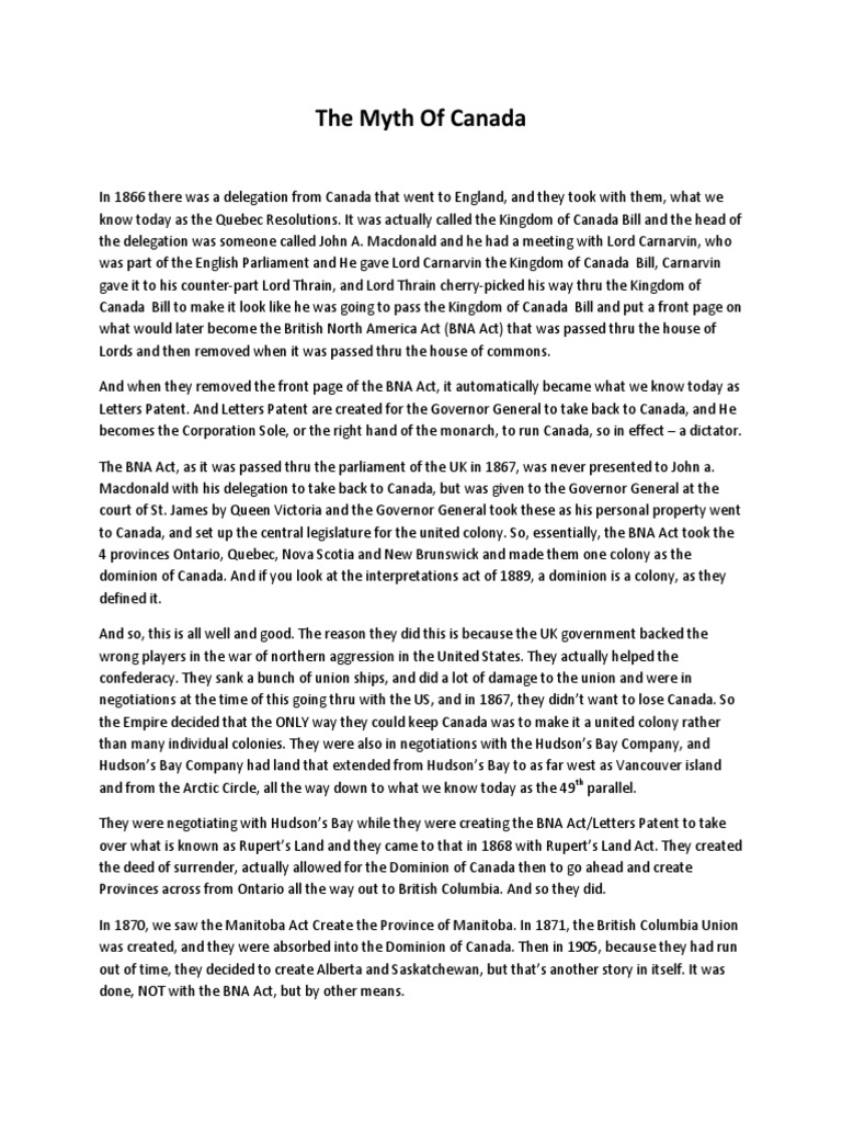 The Myth of Canada | PDF | Canada | Dominion