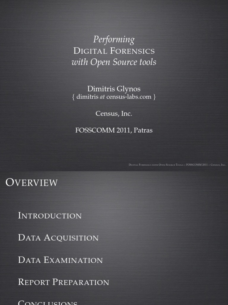 Oss Forensics Fosscomm 2011 | PDF | Antivirus Software | File Format