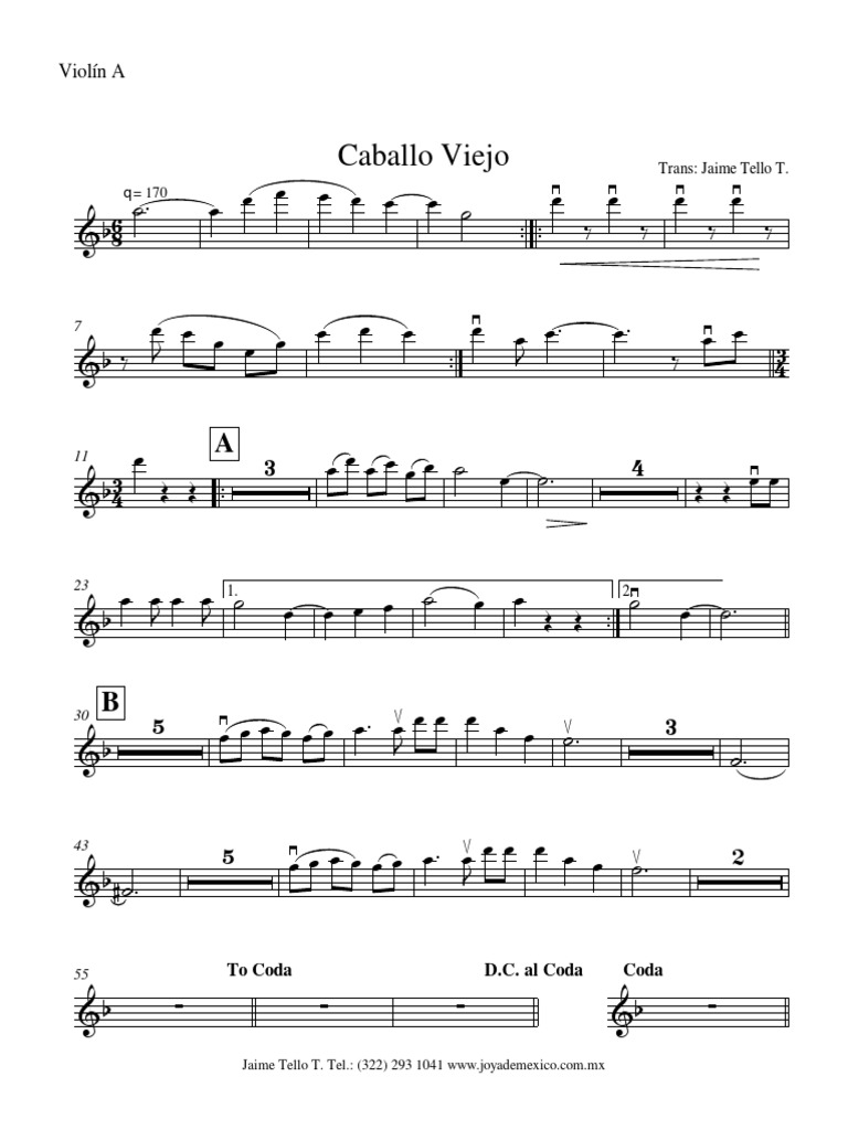 Caballo Viejo Violin Partitura | PDF