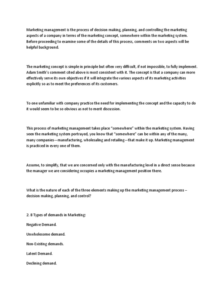 Marketing Management Assignment 1 Answer | PDF | Demand | Marketing