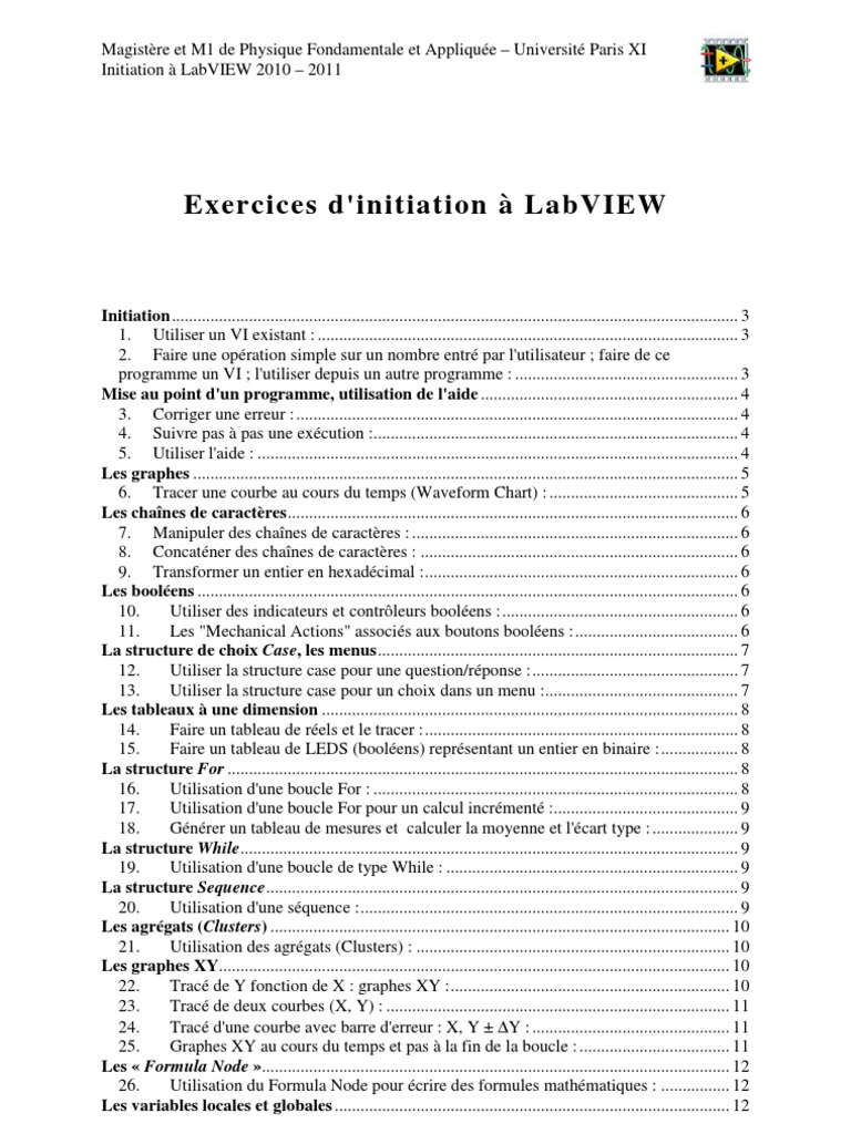 Labview Cours | PDF | Structure de contrôle | Fichier texte