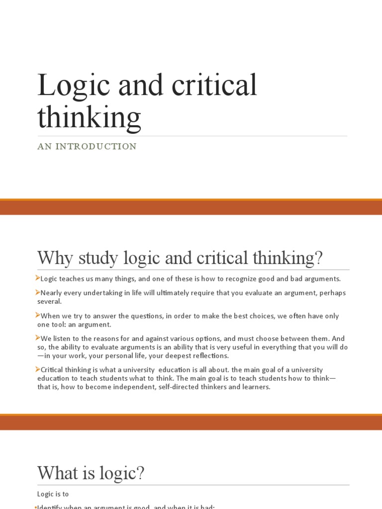 Introduction to Logic and Critical Thinking | PDF | Critical Thinking ...