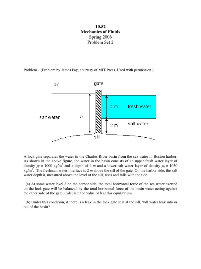 Fluid Mechanics Assignment 2 Mit | PDF | Water | Force